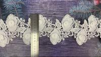 China 3D Flower Designs Milk Yard Water Soluble Embroidery Lace Trim for Wedding Dresses for sale