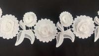 China 3D Flower Designs Milk Yard Water Soluble Embroidery Lace Trim for Wedding Dresses for sale