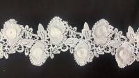 China 3D Flower Designs Milk Yard Water Soluble Embroidery Lace Trim for Wedding Dresses for sale