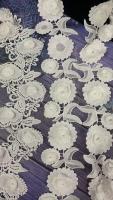 China 3D Flower Designs Milk Yard Water Soluble Embroidery Lace Trim for Wedding Dresses for sale