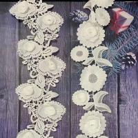 China 3D Flower Designs Milk Yard Water Soluble Embroidery Lace Trim for Wedding Dresses for sale