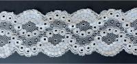 China Wholesale Floral Lace Trim 6cm Stretch Elastic  Nylon Spandex Decorated Elastic Lingerie Trim in White for sale