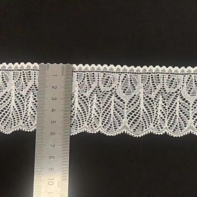 China Wholesale Floral Lace Trim 6cm Stretch Elastic  Nylon Spandex Decorated Elastic Lingerie Trim in White for sale