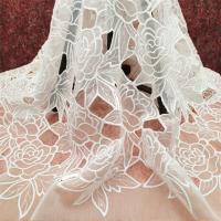 China Eco-Friendly 3D White Embroidered Polyester Lace Fabric with Floral Design for Ladies' Wedding Dresses and Clothing Decoration for sale