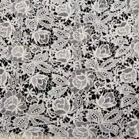 China Eco-Friendly 3D White Embroidered Polyester Lace Fabric with Floral Design for Ladies' Wedding Dresses and Clothing Decoration for sale