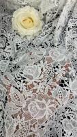 China Eco-Friendly 3D White Embroidered Polyester Lace Fabric with Floral Design for Ladies' Wedding Dresses and Clothing Decoration for sale