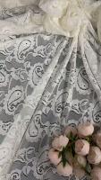 China Thick Quality White Tulle Lace Fabric Eco-Friendly Embroidery  French Wedding Bridal Mesh Lace Tirm for Women's Floral Fabric for sale