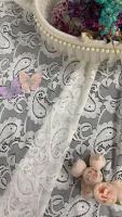 China Thick Quality White Tulle Lace Fabric Eco-Friendly Embroidery  French Wedding Bridal Mesh Lace Tirm for Women's Floral Fabric for sale