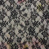 China Black Sexy Thin Flowers Pattern Mesh Lace Fabric for Dresses for sale