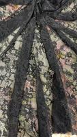 China Black Sexy Thin Flowers Pattern Mesh Lace Fabric for Dresses for sale