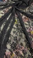 China Black Sexy Thin Flowers Pattern Mesh Lace Fabric for Dresses for sale