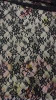 China Black Sexy Thin Flowers Pattern Mesh Lace Fabric for Dresses for sale