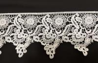 China Water Soluble 100% Polyester Embroidery Lace Trim with Milk Yarn Design for Dresses and Garment Use for sale