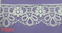 China Hot Selling 7.5cm Wide Water Soluble Vintage Sexy Lace Trimming Polyester Embroidery Lace for Garment Bags Shoes Hats for sale