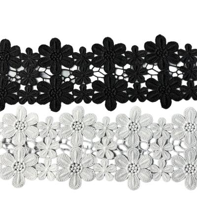 China High Quality Water-Soluble Eco-Friendly Milk Silk Embroidery Lace Trim Floral Fabric for Dress and Clothing Decoration for sale