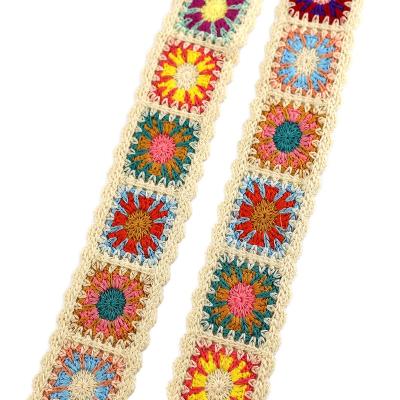 China Multi-Color Eco-Friendly French Lace Trim for Clothing Dresses Headbands Cowboy Accessories Crochet Embroidery Style for sale