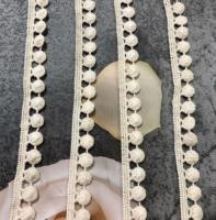 China POMPOM Lace Tirm 1.3CM Water Soluble Embroidery COTTON for Table Cloth Decoration for sale