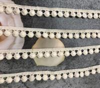 China POMPOM Lace Tirm 1.3CM Water Soluble Embroidery COTTON for Table Cloth Decoration for sale