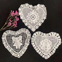China Exquisite 3D Heart-Shape Polyester Milk Yarn Embroider Patch Lace Decoration Multiple Floral Patterns for Ladies' Dresses for sale