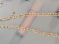 China 1.3cm Pom Pom Water Soluble Lace Trim 100% Cotton for Ladies' Garments for sale