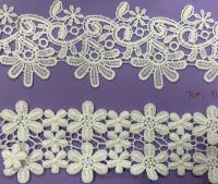China Water Soluble Milk yarn embroidery lace trim,  French embroidery Lace trim for sale