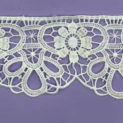 China Water Soluble Milk yarn embroidery lace trim,  French embroidery Lace trim for sale