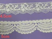 China 5.2cm-6cm Width Milk Yarn Embroidery Lace Trim  Water Soluble Polyester Embroidery Lace Trim  for Ladies Pajamas Decoration for sale