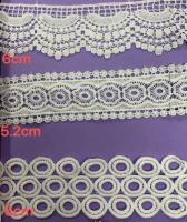 China 5.2cm-6cm Width Milk Yarn Embroidery Lace Trim  Water Soluble Polyester Embroidery Lace Trim  for Ladies Pajamas Decoration for sale