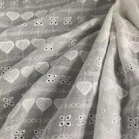 China Exquisite White Embroidered Lace Fabric Heart-Shape Pattern Cotton Chicken French Fabric for Women's Skirt for sale