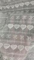 China Exquisite White Embroidered Lace Fabric Heart-Shape Pattern Cotton Chicken French Fabric for Women's Skirt for sale