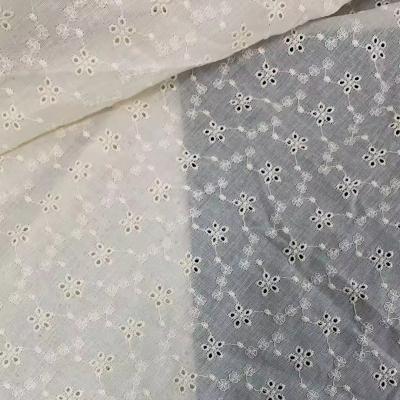 China Customized Cotton Lace Fabric with Carving Hole and Embroidered Flower Pattern for Women's Dress for sale