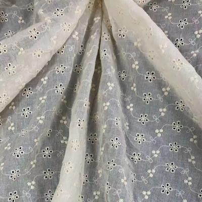 China 130cm-150cm Cotton Embroidered Lace Fabric for Ladies' Garments & Dresses Visible Bottom with Carving Hole Sewing for sale