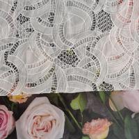 China Manufacturer Direct Sales Customized Milk Silk Embroidery Lace Fabric for National Style Clothing Dresses Elegant Style for sale