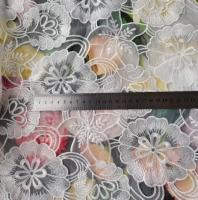 China Elegant White Organz-a  Mesh Lace Fabric High Quality Embroidery Flowers Lace Fabric Tirm for Wedding Dresses for sale