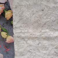China Elegant White Organz-a  Mesh Lace Fabric High Quality Embroidery Flowers Lace Fabric Tirm for Wedding Dresses for sale