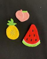 China 3D Customizable Crochet Embroidery Patches in Watermelon Pineapple Peach Carrot Strawberry Cotton Fruit Types for sale