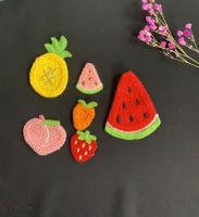 China 3D Customizable Crochet Embroidery Patches in Watermelon Pineapple Peach Carrot Strawberry Cotton Fruit Types for sale