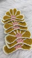 China Half Flower Shaped DIY Embroidery Crochet Patches Fan-Shaped Bag Decoration Patches for sale