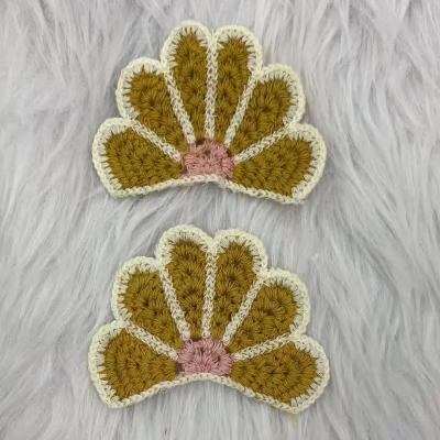 China Half Flower Shaped DIY Embroidery Crochet Patches Fan-Shaped Bag Decoration Patches for sale