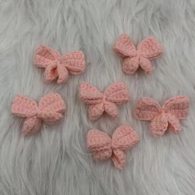 China Exquisite Handmade 3D Puff Butterfly Patches Crochet Knit Bow Embroidery Lace for Children's Clothing Decorations for sale