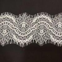 China 9.5-13cm Knitted Nylon Spandex Fabric Eco-Friendly French Eyelash Lace Border Trimmings for Garment and Wedding Decoration for sale