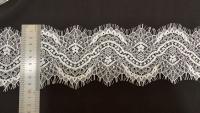 China 9.5-13cm Knitted Nylon Spandex Fabric Eco-Friendly French Eyelash Lace Border Trimmings for Garment and Wedding Decoration for sale