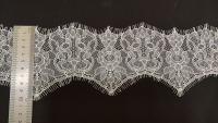 China 9.5-13cm Knitted Nylon Spandex Fabric Eco-Friendly French Eyelash Lace Border Trimmings for Garment and Wedding Decoration for sale