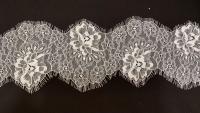 China 9.5-13cm Knitted Nylon Spandex Fabric Eco-Friendly French Eyelash Lace Border Trimmings for Garment and Wedding Decoration for sale