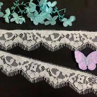 China 90% Nylon 10% Spandex 4cm Wavy Edge Eyelashes French Lace Trimming Textile for Wedding Dresses and Headbands for sale