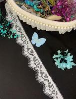 China 90% Nylon 10% Spandex 4cm Wavy Edge Eyelashes French Lace Trimming Textile for Wedding Dresses and Headbands for sale