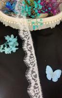 China 90% Nylon 10% Spandex 4cm Wavy Edge Eyelashes French Lace Trimming Textile for Wedding Dresses and Headbands for sale