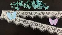 China 90% Nylon 10% Spandex 4cm Wavy Edge Eyelashes French Lace Trimming Textile for Wedding Dresses and Headbands for sale