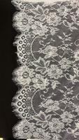 China Wholesale Price Pure White Chantilly Eyelash Lace Fabric Personalized Polyester Lace Without Elasticity for sale