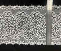 China French 23cm Elastic Lace Spandex Fabric Trimming for Wedding Dresses Eyelash Style for sale